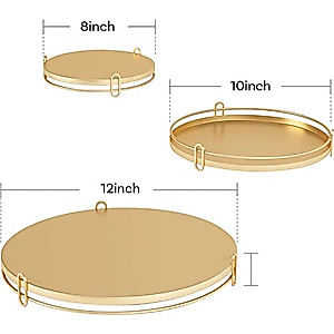 Nelhalt Gold Cake Stand 3 Pcs, Modern Dessert Table Display Set 12 in. L + 10 in. L + 8 in. L x 2 in. H Tiered Cupcake Holder Candy Fruit Plate Decoration for Wedding Birthday Party Celebration