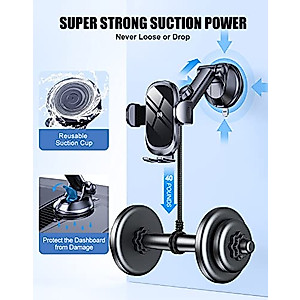 OBRFFE Wireless Car Charger Mount, [Upgraded Rotatable Suction Cup] 15W Fast Charging Car Phone Holder Wireless Charger Compatible with iPhone 14 13 Pro Max/12 Mini/11/X/XS, Samsung S23/22 and More