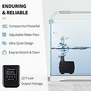 Uniclife Pet Replacement Pump 60 GPH 2W 2ft High Lift Quiet Pump for Smart Pet Fountains 12 V Compact Submersible Water Pump with 120 V Converter Adaptor for Nano Fish Tanks Bowls Up to 5 Gallons