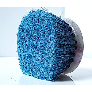 Teravan Blue Round Medium Soft Flow-Thru Brush for Cleaning Car Wheels, Tires, and Utility Cleaning (4.5" Regular Trim)