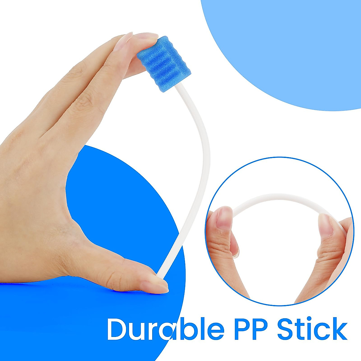 300 Pcs Oral Swabs-Unflavored & Sterile Disposable Dental Swabsticks for Mouth Cleaning- Individually Wrapped (Dental Blue)