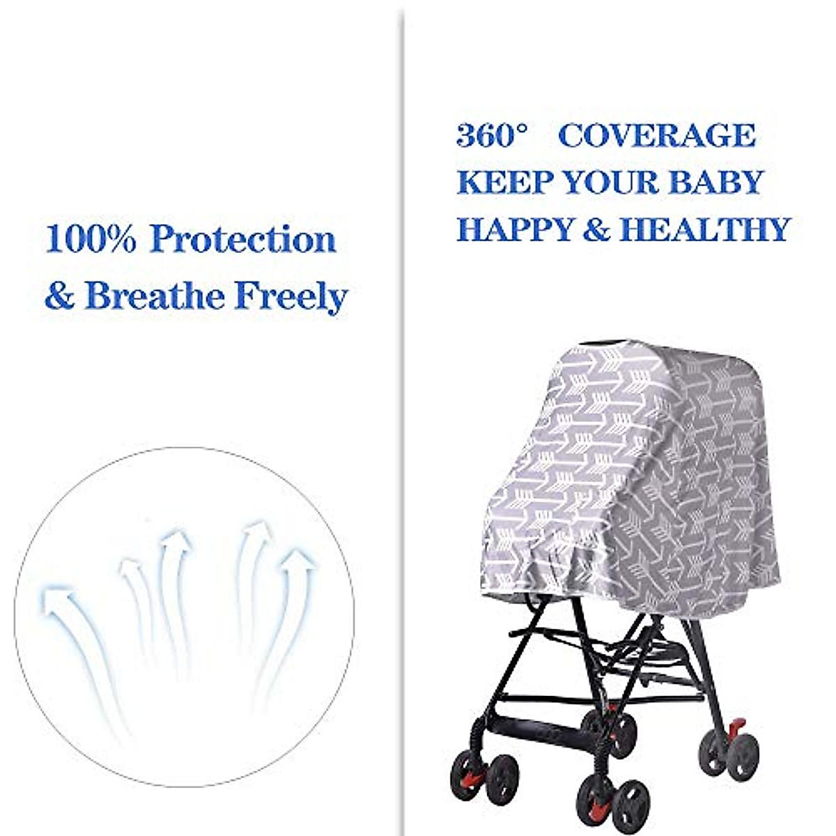 PPOGOO Baby Nursing Cover & Nursing Poncho - Multi Use Cover for Baby Car Seat Canopy, Shopping Cart Cover, Stroller Cover, 360° Privacy Breastfeeding Protection,Baby Shower Gifts for Boy&Girl