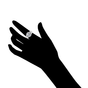 DIAMONBLISS Platinum Plated Sterling Silver 100-Facet Cubic Zirconia Wide Band Halo Ring (7)