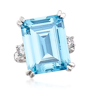 Ross-Simons 17.30 ct. t.w. Blue and White CZ Ring in Sterling Silver. Size 7