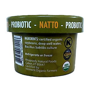 Rhapsody Natural Foods, Small BeanNatto, Made in Vermont, Fermented Probiotic Superfood, 3.5 oz (100g) - Case of 12 (42oz)