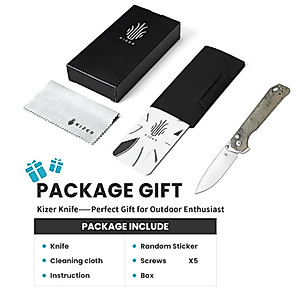 Kizer Begleiter (XL) EDC Pocket Knife, Micarta Handle Folding Knives with Flipper, 154CM Steel V5458C2