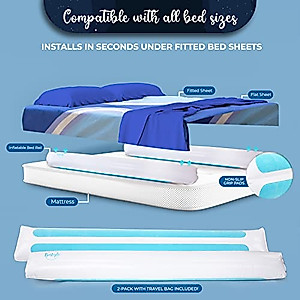 Babylio Inflatable Bed Rail [2-Pack] Travel Bed Rails for Toddlers- Lightweight & Durable Bed Guard Rails Compatible with Twin, Full, Queen & King Bed Sizes- No Pump Required- with Travel Bag