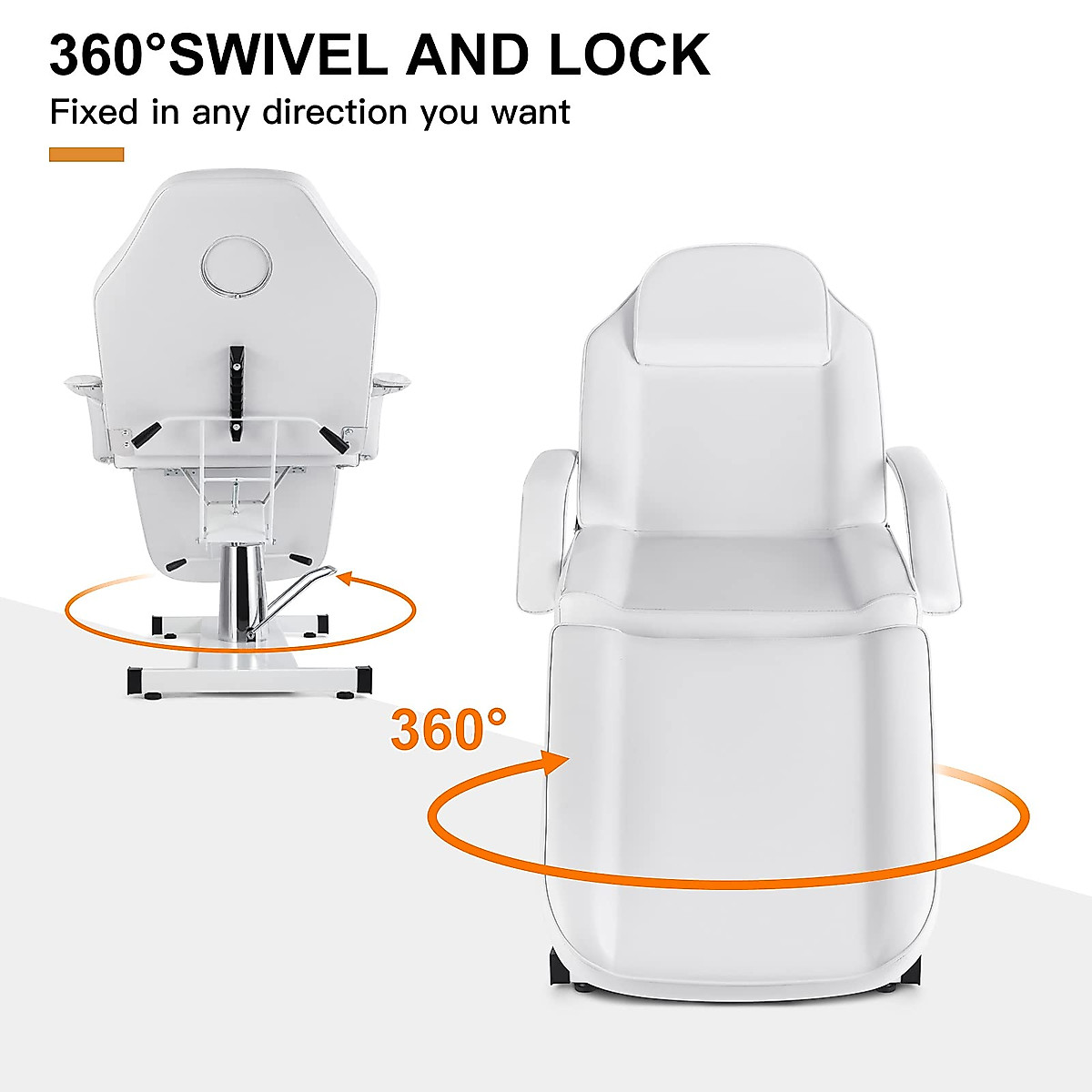 Artist hand Hydraulic Facial Table Tattoo Chair Massage Bed Adjustable Professional for Esthetician Beauty Spa Lash Bed for Eyelash Extensions Salon Equipment Barber Chair Salon Chair (White)