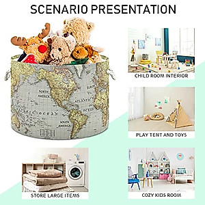 xigua Cotton Rope Basket World Map Painting Baby Laundry Basket Blanket Kids Toy Storage Basket Glove Box