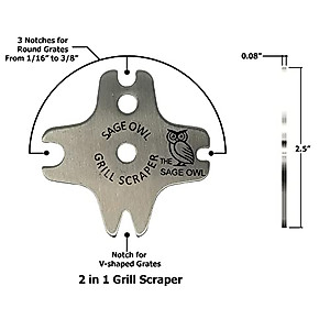 The Sage Owl Barbecue Grill Cleaning Kit for Hot Grills - for Grill Aficionados. Stainless Steel Bristle Free Grill Scraper Tool with 17" Long Handle, Best BBQ Cleaner - Kitchen Stocking Stuffers Men