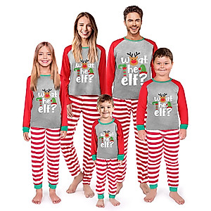 SUNNYBUY Family Christmas Pjs Matching Sets,Holiday Pajamas Xmas Jammies for Family or Couples, What The ELF, 3T-80