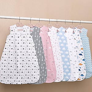 david's kids 100% Cotton Baby Sleep Sack 6-12 Months, Soft Baby Wearable Blankets with 2-Way Zipper, 2 Pack Comfy Sleeping Bags for Infant Newborn Boys Girls Neutral, Medium Size, Stars & Arrows