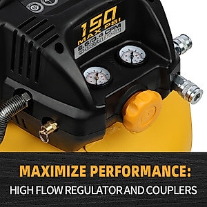 FORNAX Pancake Air Compressor with two couplers, 6 Gallon Portable Electric air compressor, 150 PSI, Oil -Free with 14 PCS Air Compressor Accessories Kit (Pancake)