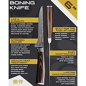 KESSAKU 7-Inch Cleaver Butcher Knife & 6-Inch Boning Knife Set - Dynasty Series - German HC Steel - G10 Full Tang Handle