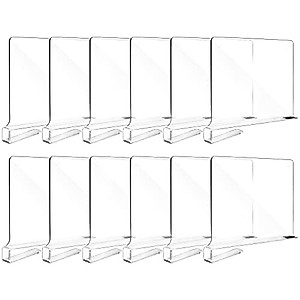 Fixwal 12pcs Shelf Dividers for Closet Organization Acrylic Shelf Divider for Wooden Shelving, Wood Shelf Organizer for Closet, Bedroom, Kitchen and Office
