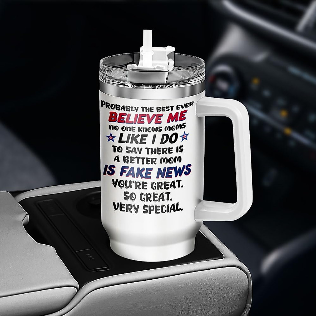 VAATOO Mama Eleven Funny To Mommy Mother Straws Day For Water Cups Modern Handle Simple, Trump Best Mom Gifts, Tumbler 40 Oz With Handle Lid And Straw, Trump Best Mom Ever Us