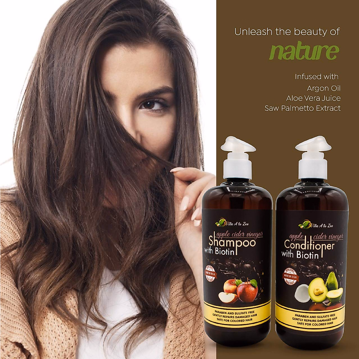 Vita A to Zee Apple Cider Vinegar Shampoo & Avocado Coconut Conditioner (2 x 16.9 fl oz)