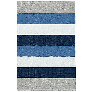 Dash and Albert Ocean Stripe Handwoven Indoor/Outdoor Rug, 8 X 10 Feet, Blue/White Stripe Pattern