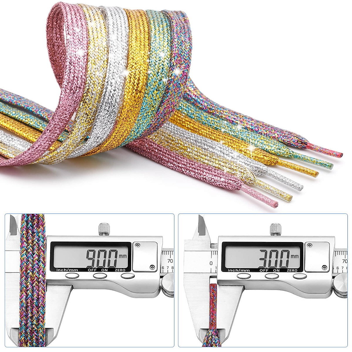 WEGOODZF Flat Glitter Shoe Laces: Metallic Light Gold Sparkle Shoelaces for Sneakers 43 inch -2Pair