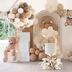 80 PCS Party Balloons Kit Latex 10 inch Brown Khaki Cream Balloons for Birthday Wedding Party Valentine's Day Decorations Baby Shower Bear Party Supplies (Style 5)