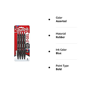 SHARPIE S-Gel Retractable Gel Pens, Bold Point, Assorted Ink, 4/Pack (2116198)