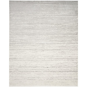 SAFAVIEH Adirondack Collection Area Rug - 8' x 10', Ivory & Silver, Modern Ombre Design, Non-Shedding & Easy Care, Ideal for High Traffic Areas in Living Room, Bedroom (ADR113B)