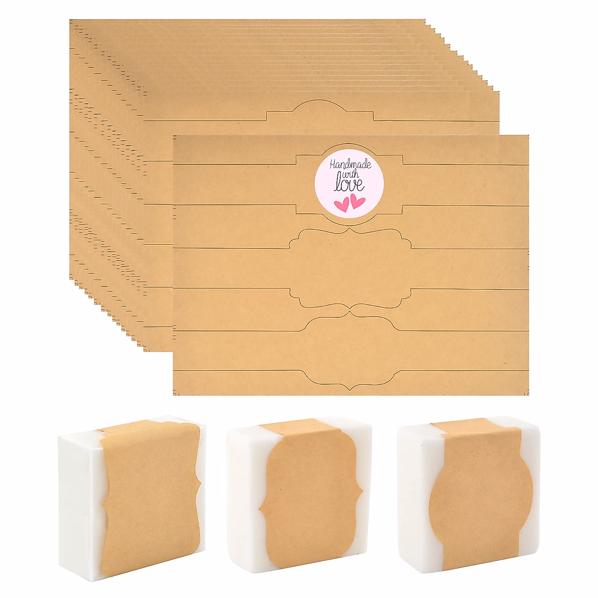 120 Pack Brown Kraft Soap Labels Stickers Soap Labels Soap Packaging Paper Wrap for Homemade Soap Soap Label Packaging Brown Kraft Soap Labels Soap Wrappers for Homemade Soap Packaging Supplies