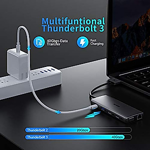 MacBook Pro Docking Station Dual Monitor HDMI Adapter,12 in 1 USB C Adapters for MacBook Pro Air Mac HDMI Dock Dongle Dual USB C to Dual HDMI VGA Ethernet AUX 4USB SD/TF100W PD