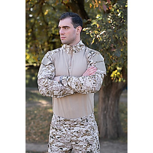 Military Uniform for Men - Camo Long Sleeve Shirt Men & G3 Combat Pants with Knee Pads - Combat Camouflage Tactical Suit - Fishing, Hunting, Shooting, Paintball, Airsoft Clothes 1/4 Zip (X-Large)