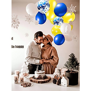 Royal Blue Yellow White Balloon Garland Arch Kit, 126PCS Blue Yellow Foil Balloons and Navy Blue Confetti Latex Balloons for Graduation Birthday Party Baby Shower Anniversary Classroom Decoration