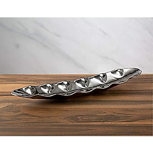 Stainless Steel Oblong Boat Dish with Wave Edge (19.25"L)