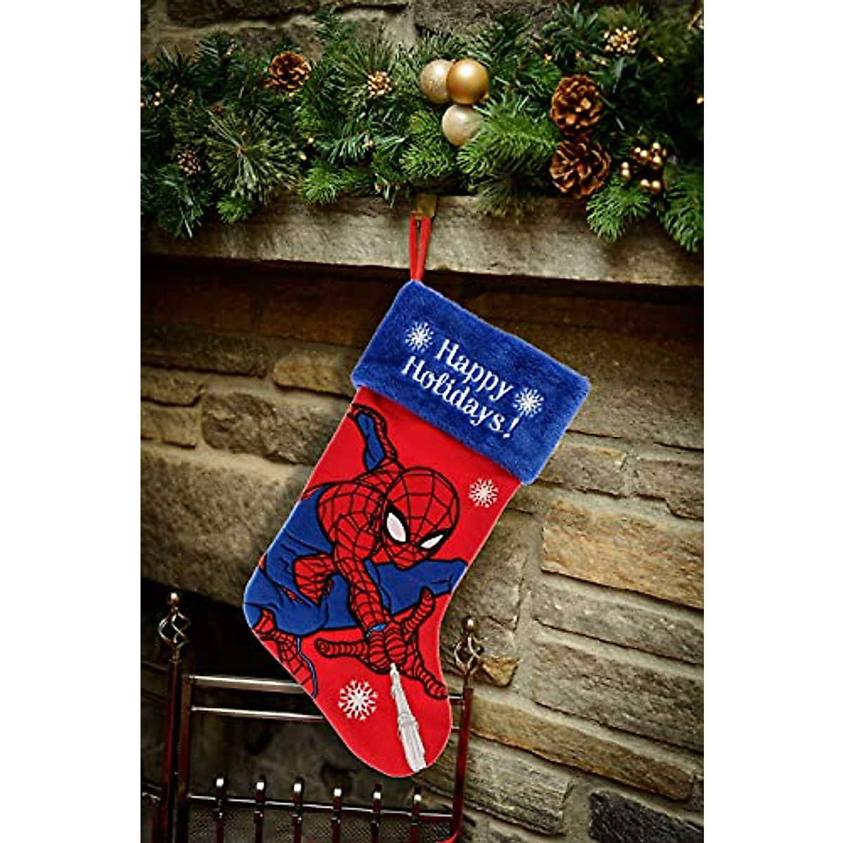 Marvel Spider-Man WondaPop 20" Applique Christmas Stocking, Gift Holder for Stocking Stuffers, Indoor Home Decor and Holiday Decoration, Red