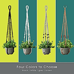 RIFNY 29 Inch Macrame Plant Hanger Indoor, Small Hanging Planter Basket Woven Boho Rope Hanger Kits with Metal S Hooks for Up to 8 Inch Plant Pots Indoor Outdoor Home Decro No Tassels (2PACK-Black)