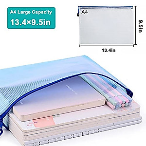 12-Pack Mesh Zipper Pouch Bags | A4 Zippered Pouches with Lanyard Design Perfect for Organizing & Protecting Documents and Items | Waterproof Zip Bags for Storage, Toy & Travel | 6 Colors Available.