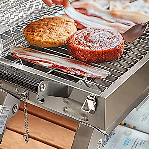 Grills House Stainless Steel Portable Grill with Two Handles and Travel Locks, Tabletop Propane Gas Grill with Folding Legs, 10000 BTU, for Picnic Cookout, GT2001, Silver