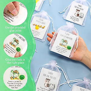 Fumete 50 Set Employee Appreciation Gifts Bulk for Coworkers Thank You Staff Gift Animal Pun Inspirational Note Cards Funny Resin Ducks Stars Whales Turtles Owls Office Gifts Pocket Favors