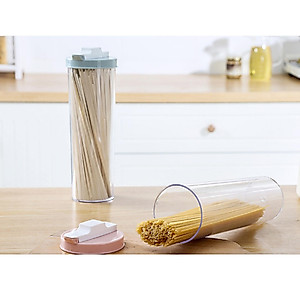 ARCHZ Kitchen Storage Box Creative Storage jar Sealed Storage Noodles Kitchen Noodle Storage Box Round Pasta Storage Bucket Blue