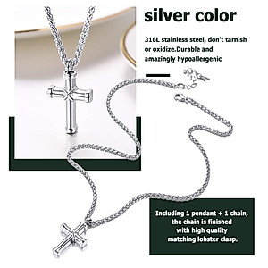 PROSTEEL Cross Locket Ash Urn Necklace Men Women Memorial Keepsake Christian Jewelry Stainless Steel Pendant Cremation Necklace for Ashes