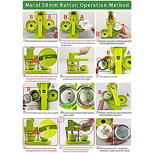 Mostme 200 Sets 2.25 inch Button Maker Supplies, 58mm Button Supplies Button Parts Button Badge Part, Button Making Supplies, Includes Metal Button Pin Back Cover, Metal Shells, Blank Paper&Clear Film