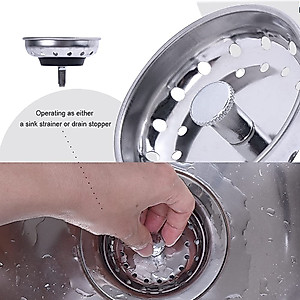 VARNAHOME Kitchen Drop-In Post Basket Strainer Replacement for US Standard Drains (3-1/2"), Premium 304 Stainless Steel Body W/Rubber Stopper 1 Pack