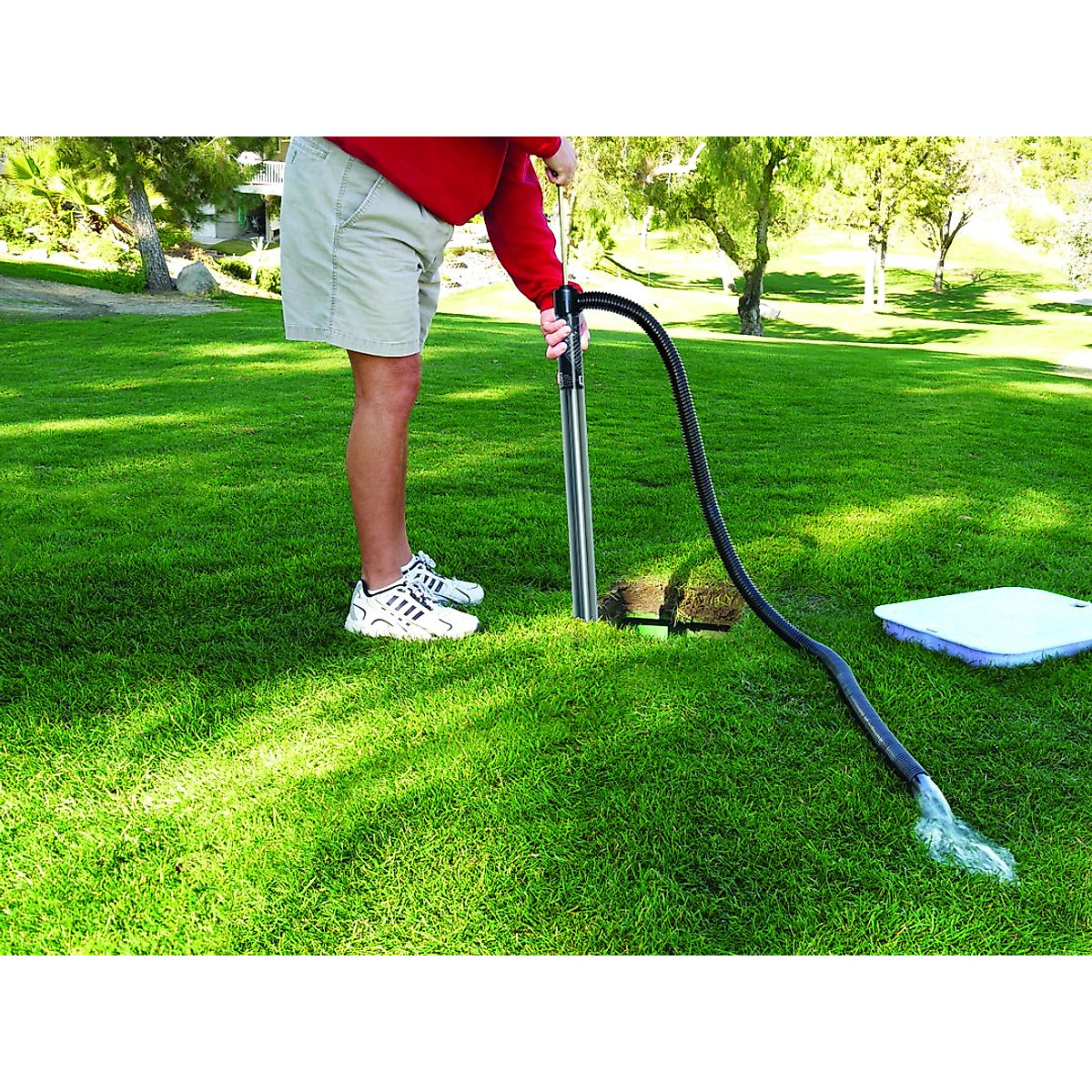 Underhill Siphon Suction Water Pump with Hand Manual Plunger 36" Length with 72" Outlet Hose, For Irrigation, Sprinkler, Fluid Transfer, Super High Capacity Water Removal, Big Gulp Pro, A-G3672CK