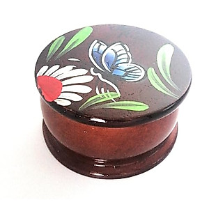 Kal Crafts - Wooden Jewelry Box - Handpainted Decor - Set of 1 Authentic Costarican Rainforest Jewelry Box - Artisanal - Storage Case for Earrings, Necklace and Rings (Butterfly)