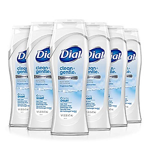 Dial Clean + Gentle Body Wash, Fragrance Free, 16 fl oz (Pack of 6)