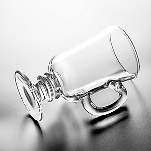 binsakao Set of 6 Irish Coffee Mugs, 8 Oz Glass Footed Espresso Cups with Handles, Clear Goblet Mugs Glasses for Coffee, Latte, Cappuccino, Smoothie, Hot Cold Beverages