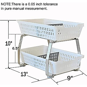 junyuan Under Sink Organizers and Storage, Bathroom Countertop Organizer with Dividers,Double Pull Out Cabinet Organizer Stainless Steel