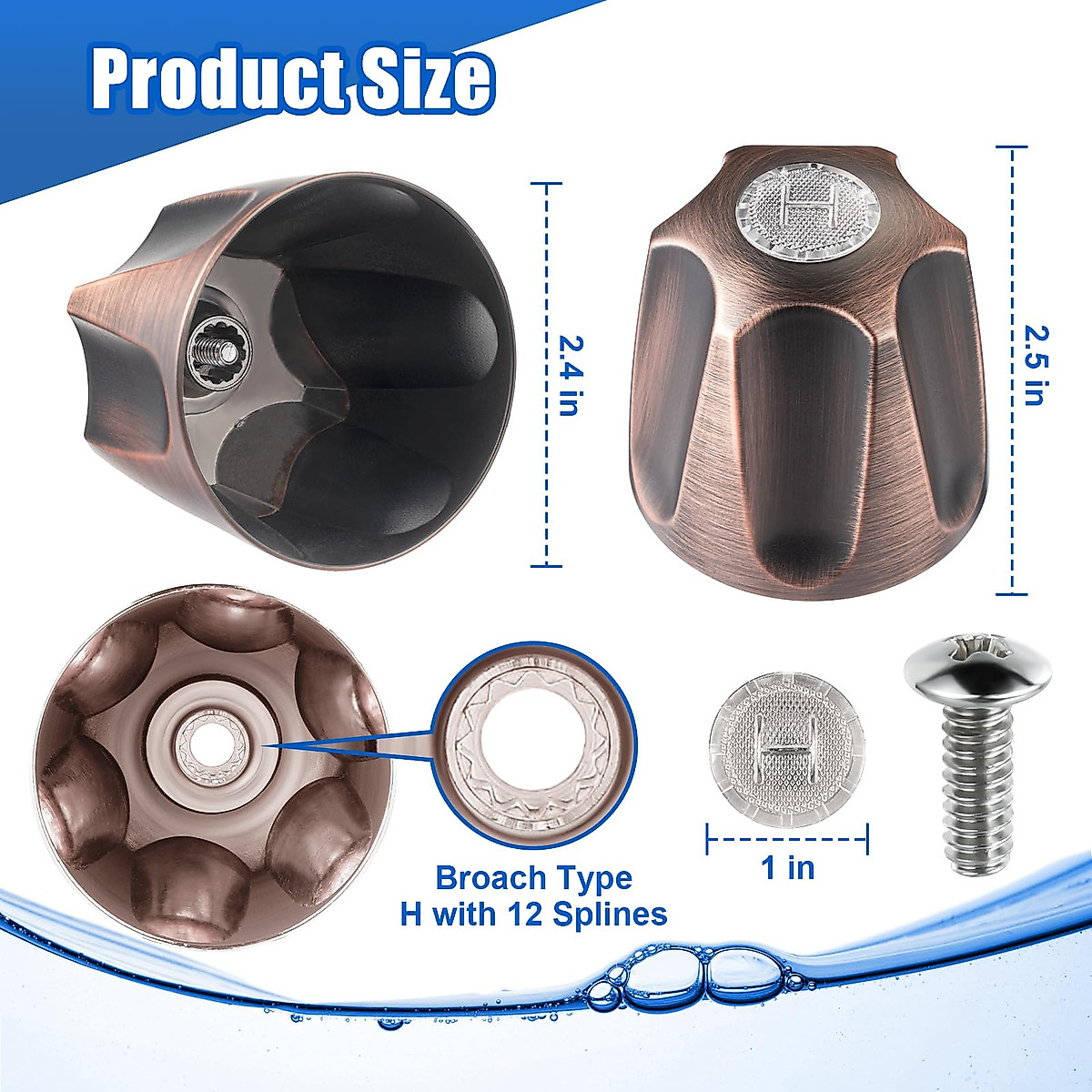 Dreyoo 3 Piece Shower Knob Replacement Compatible with Price/Pfister Verve Tub Shower, Bathtub Faucet Handle Remodel Trim Kit Include 1 Hot 1 Cold 1 Diverter and 3 Screws(Oil Rubbed Bronze)