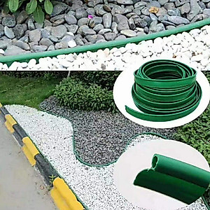 Wgwioo Plastic Lawn Edging Coil Roll, Landscape Terrace Board, Stones Fences Paths Gravel Grass Barrier,Green,10cm x 2m