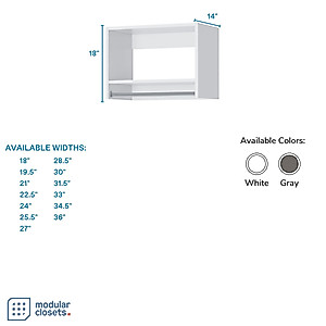 Tall Hanging Closet Unit - Modular Closet System for Hanging - Corner Closet System - Closet Organizers and Storage Shelves (White, 27 inches Wide) Closet Shelves