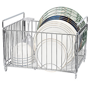 ChengFu Deep Dish Drying Rack and Utensil Cutlery Holder, Deep Large Dish Drying Rack, Dish Racks for Kitchen Counter, Holds 10, 10.5, 12 inch Dinner Plates