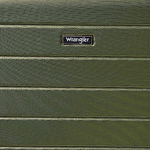 Wrangler Smart Luggage Set with Cup Holder and USB Port, Olive Green, 20-Inch Carry-On